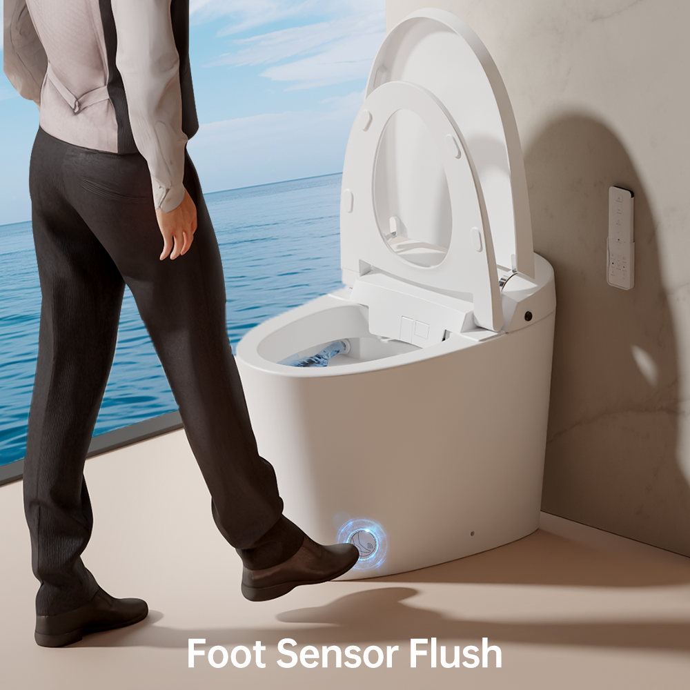 EPLO Smart Toilet Bidet with Tank,Foam Shield,Blackout Flush,Dual Auto ...